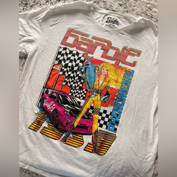 Barbie | Tops | Barbie Racingnascar Graphic Tshirt | Poshmark